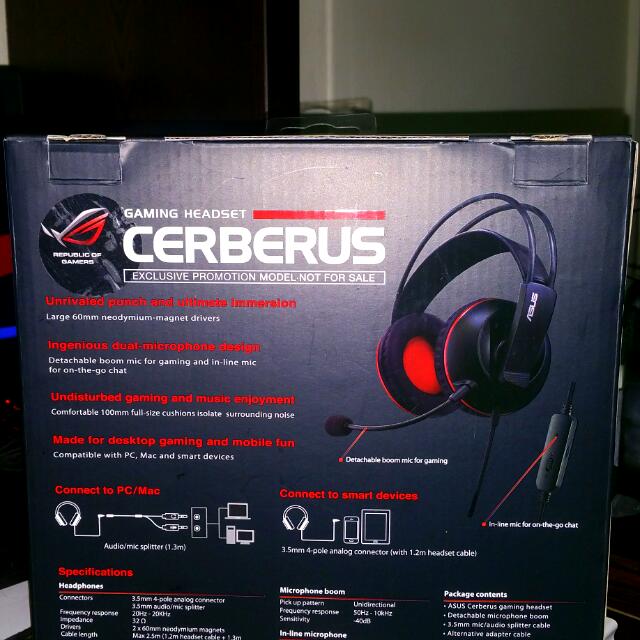 Exclusive Asus CERBERUS Gaming Headset, Computers & Tech, Parts ...