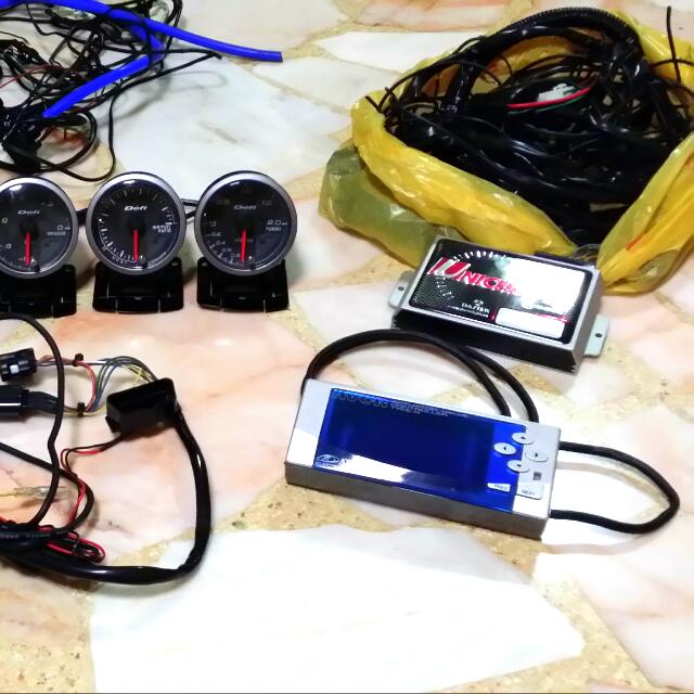 HKS - Turbo Timer & 5 - Replica White Defi Meter Gauges, Car ...