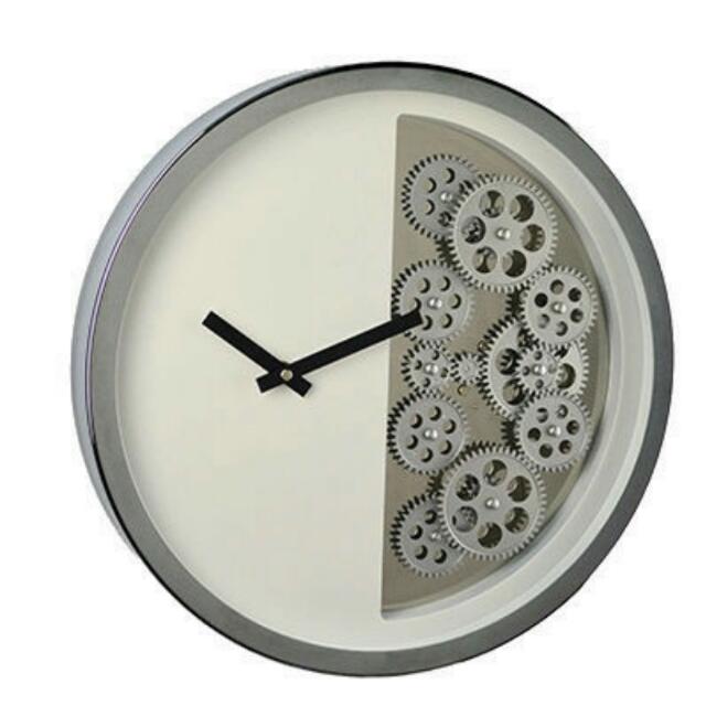 Large Semi-circle Skeleton Wall Clock - SILVER/White, Furniture & Home ...