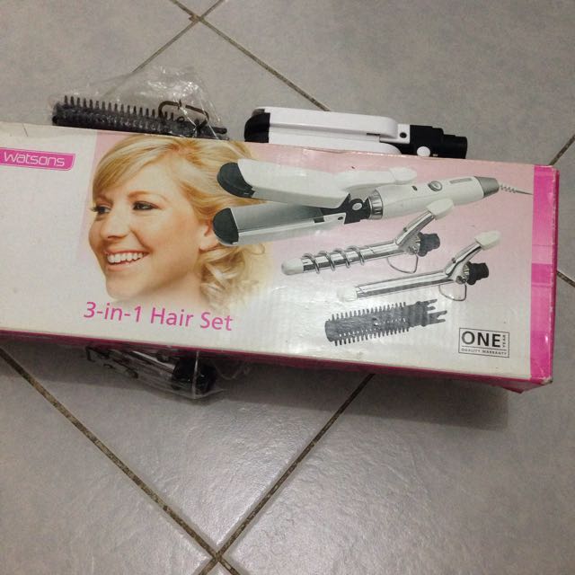 Watsons 3-in-1 Hair Styling Set (Curler, Straightener And Spiral Tongs), Beauty & Personal Care ...