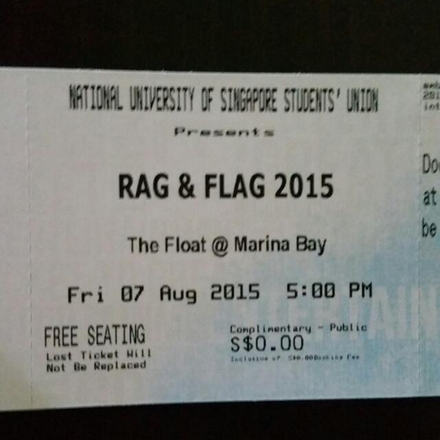 01 x NUS Rag & Flag Day 2015 Ticket, Tickets & Vouchers, Event Tickets ...