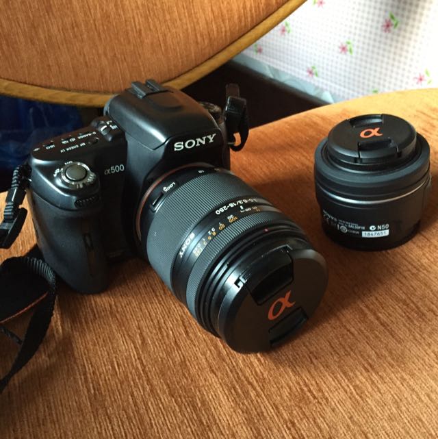 Sony a500 DSLR + 2 lenses, Photography, Cameras on Carousell