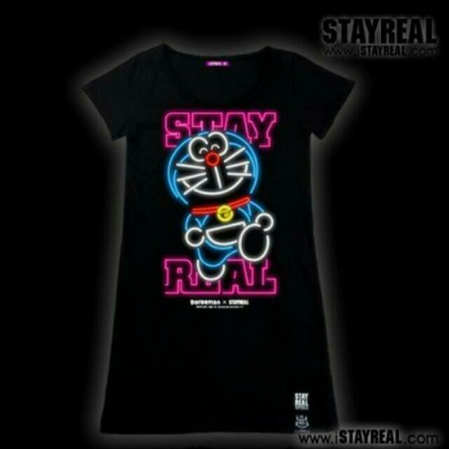 DORAEMON x STAYREAL Collection Neon Long Tee Mini Dress Mayday Black ...