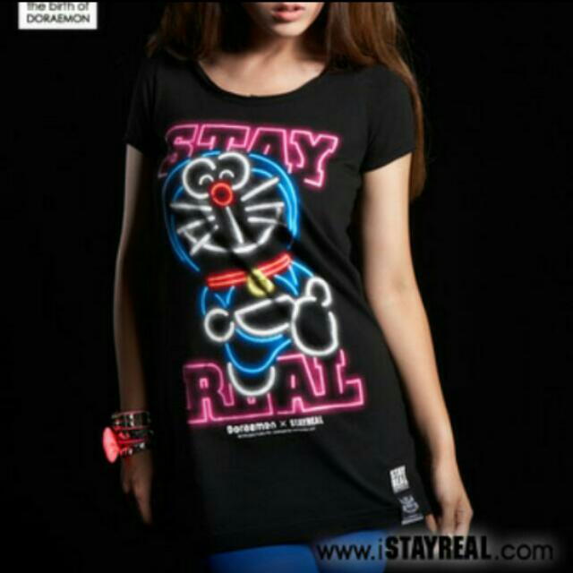 DORAEMON x STAYREAL Collection Neon Long Tee Mini Dress Mayday Black ...