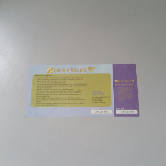 One Golden Village Movie Ticket, Tickets & Vouchers, Event Tickets on ...