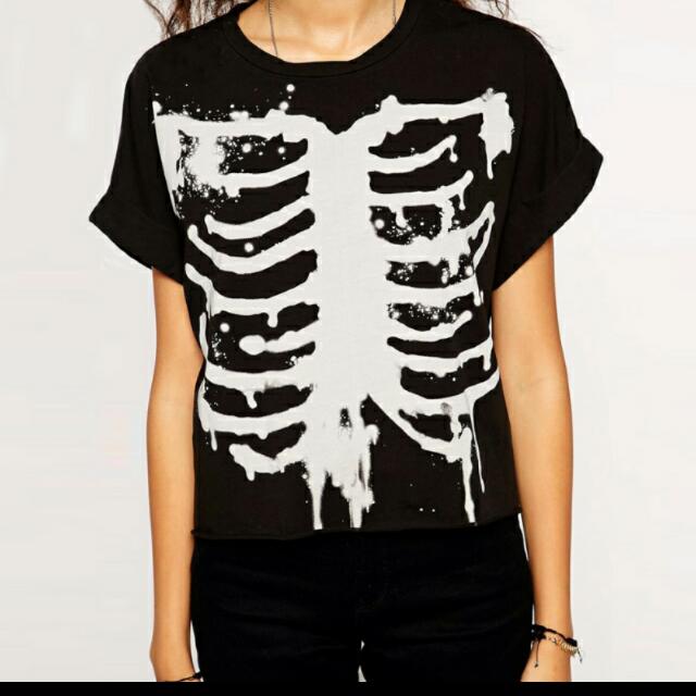 Black Skeleton Crop Top, Women's Fashion, Tops, Sleeveless on Carousell