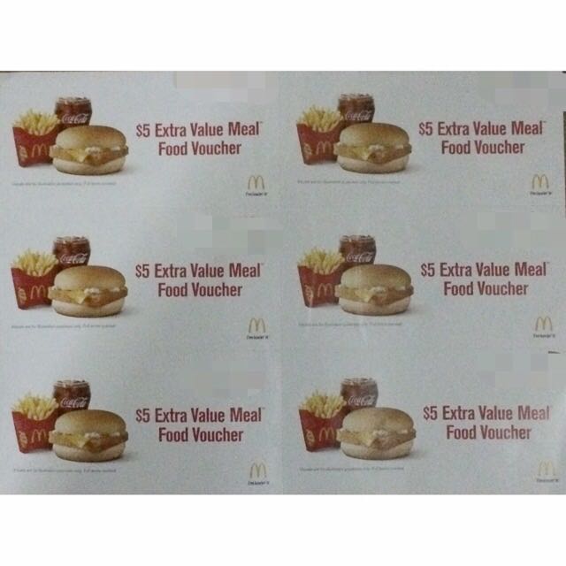 McDonald's Extra Value Meal Voucher x6, Tickets & Vouchers, Vouchers on ...