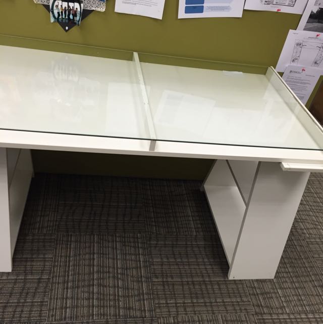 Glass Top Desk (free), Furniture & Home Living, Furniture, Tables ...