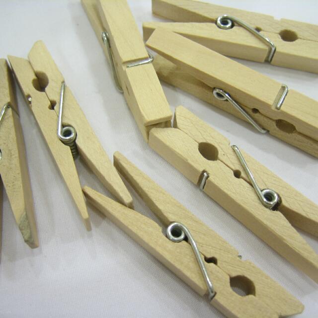100pcs Mini Wooden Peg 48mm X 7mm, Hobbies & Toys, Stationery & Craft ...