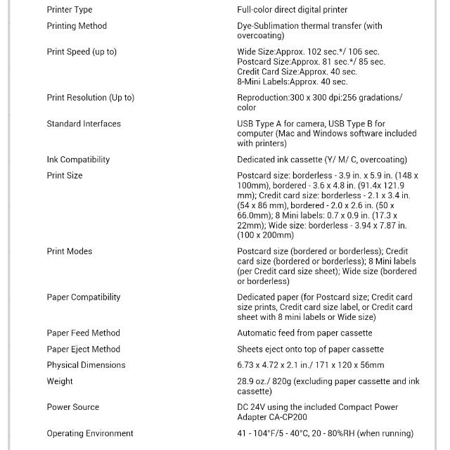 Canon Selphy Compact Photo Printer CP400, Computers & Tech, Parts ...