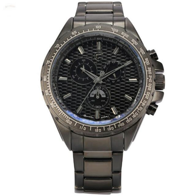 ORIGINAL Steel Frilled Shark Series 3D Logo Chronograph 24 Hours Black ...