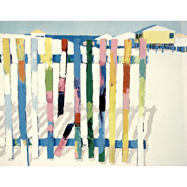Rainbow Beach Lithograph by Dan Poole, Cape Cod Beach, Colorful Art c ...