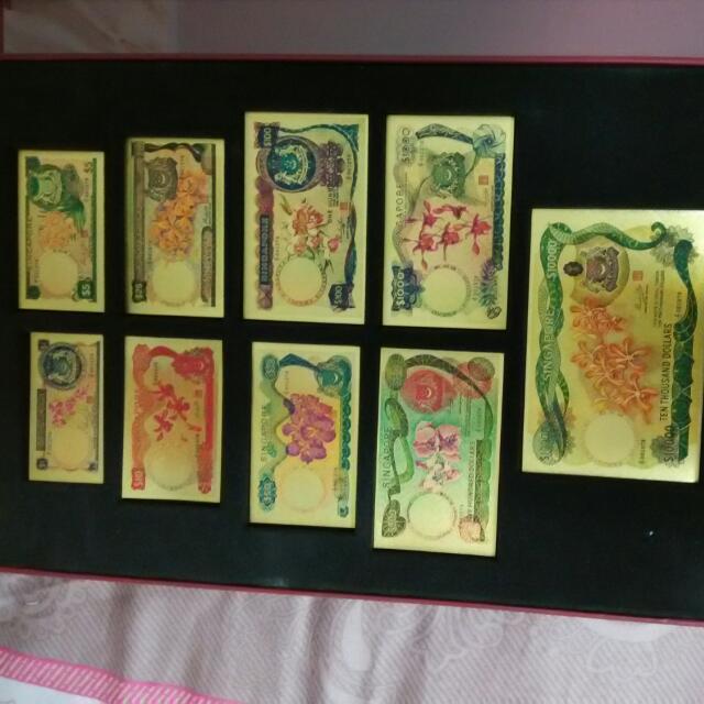 9 In 1 Miniature Replica Banknotes 23K Gold Foil (Orchid Series ...