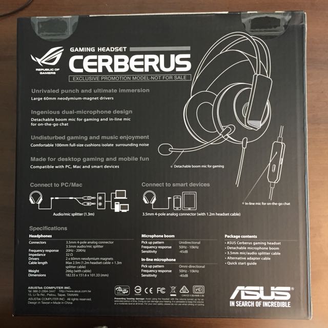 ASUS Republic of Gamers CERBERUS Gaming Headset (Exclusive Promotional ...
