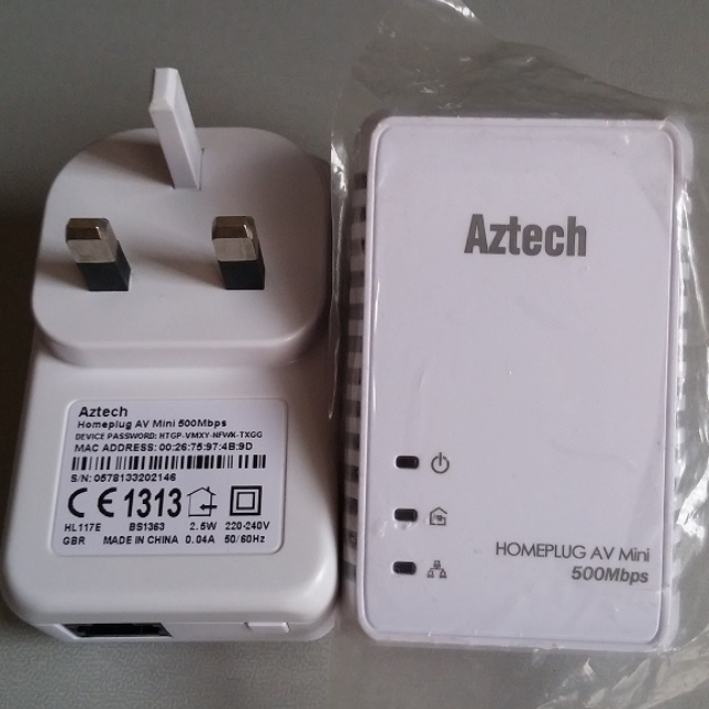 Aztech HomePlug AV Mini 500Mbps Ethernet Adapter, Computers & Tech ...