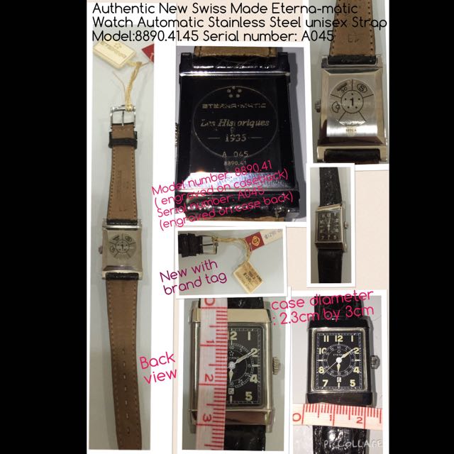 RESERVED-Authentic New Swiss Made Eterna-matic Watch Automatic Stainless Steel unisex Strap ...