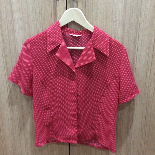 Vintage Polka Dot Red Top, Women's Fashion, Tops, Blouses on Carousell