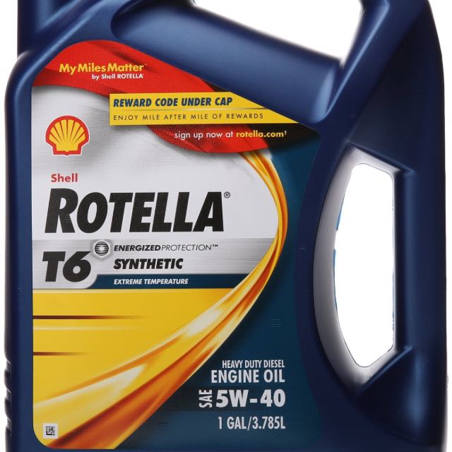 Shell Rotella (550019921) T6 5W-40 Full Synthetic, Heavy Duty Diesel ...