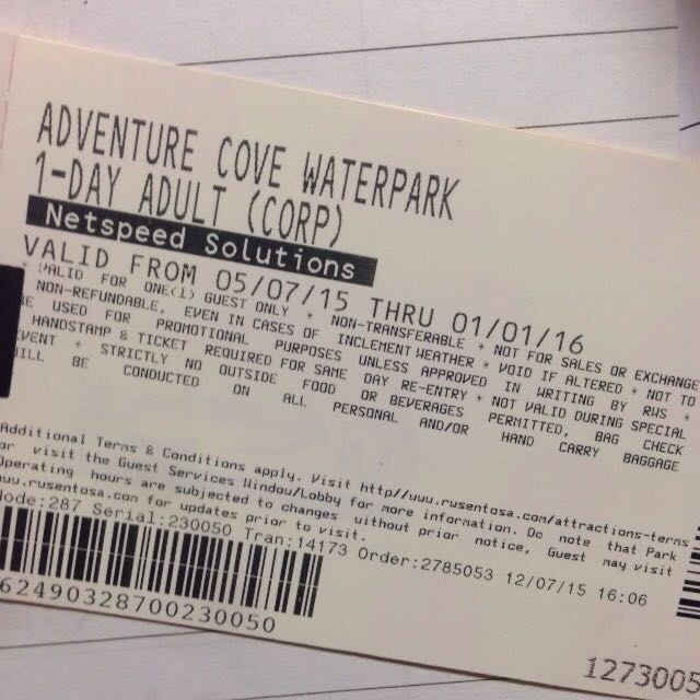 Adventure Cove Ticket (reserved), Tickets & Vouchers, Local Attractions ...