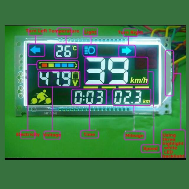 Instock 48V - 60V Coloured Screen Speedometer Volt Meter For Suv7 Ebike ...