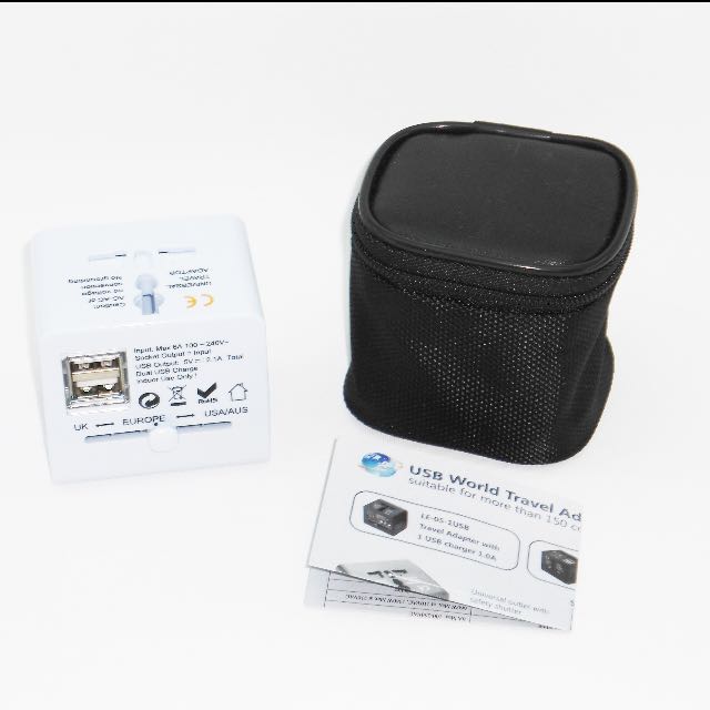 Universal Travel Adaptor With Dual USB 2.1A Output + Free Carrying Case ...