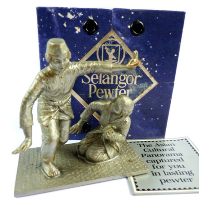 Vintage Selangor Pewter Malay Dancers Mak Inang Figurine, Metal Figure ...