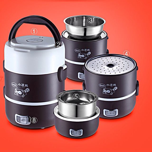 Cook Easily Stainless Steel 3 Layer Multifunctional Electric Lunch Box ...