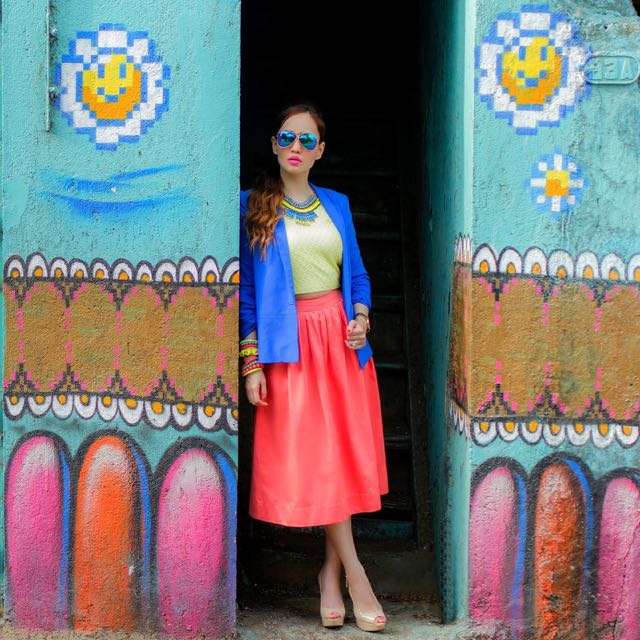 Cobalt Blue Blazer - With Yellow Inners, Women's Fashion, Bottoms ...