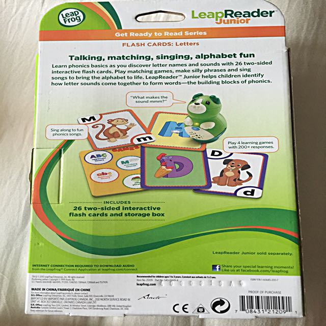 Leapfrog Interactive Flash Cards - Phonics Leap Reader Junior, Hobbies ...