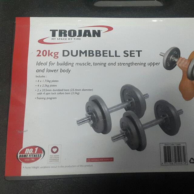 Trojan 20KG Dumbbell Set, Sports on Carousell