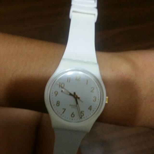 White Swatch Watch, Women's Fashion, Watches & Accessories, Watches on ...
