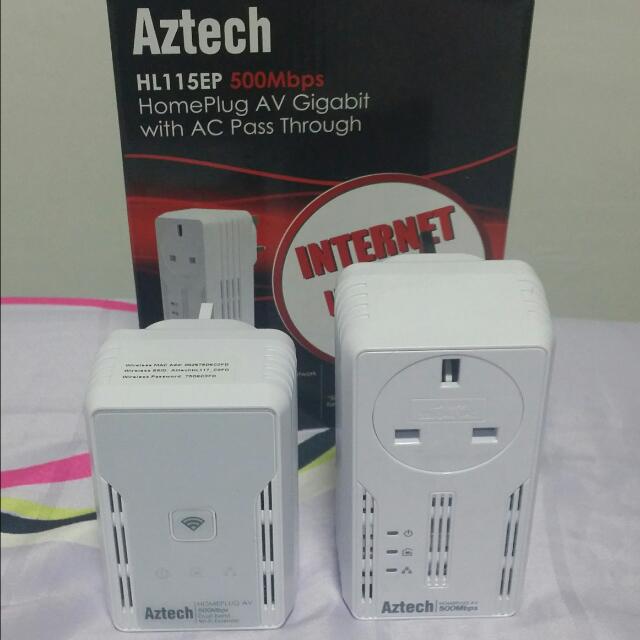 Aztech HL115EP/117EW 500mbps Homeplug AV Dual Band Wireless Extender ...