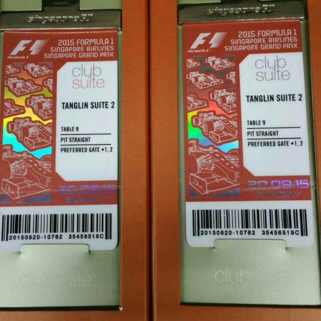 F1 Club Suite Ticket (a pair), Tickets & Vouchers, Local Attractions ...