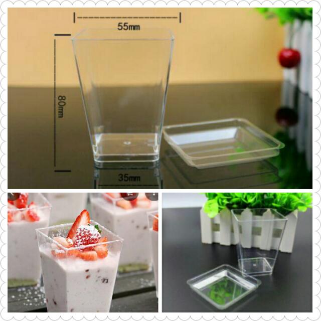 Square shape Tiramisu / Pudding / Jelly cups with cover and individual ...