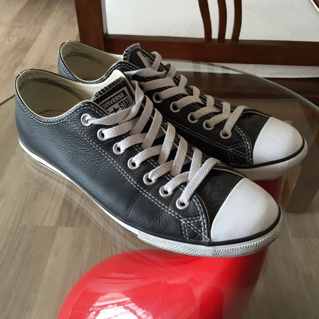 Converse All Stars - Black Leather "Lean" Sneakers, Men's Fashion ...