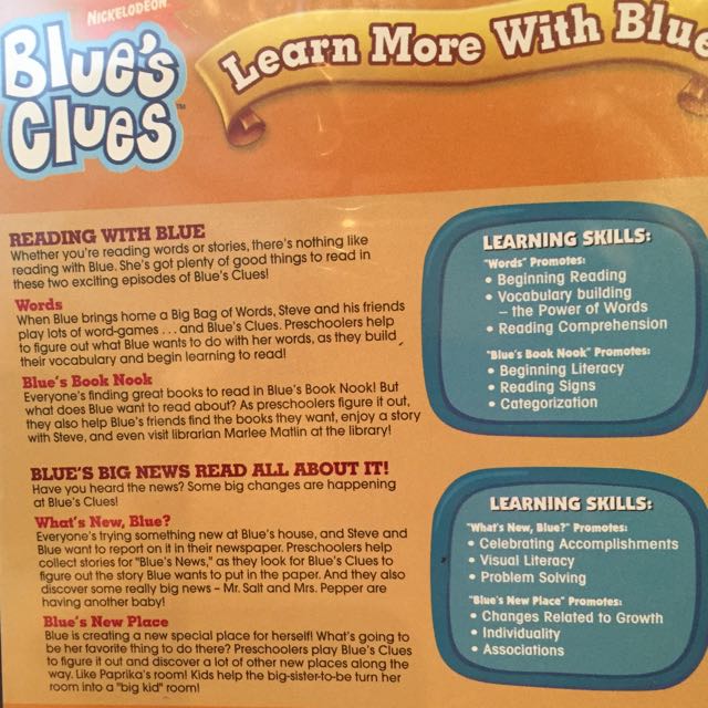 ~BNIP~ Blue's Clues Learn More with Blue DVD, Hobbies & Toys, Books ...