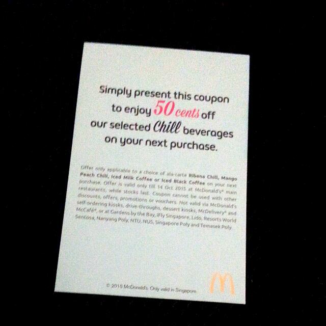 McDonald's 50 Cent Off Voucher, Tickets & Vouchers, Vouchers on Carousell