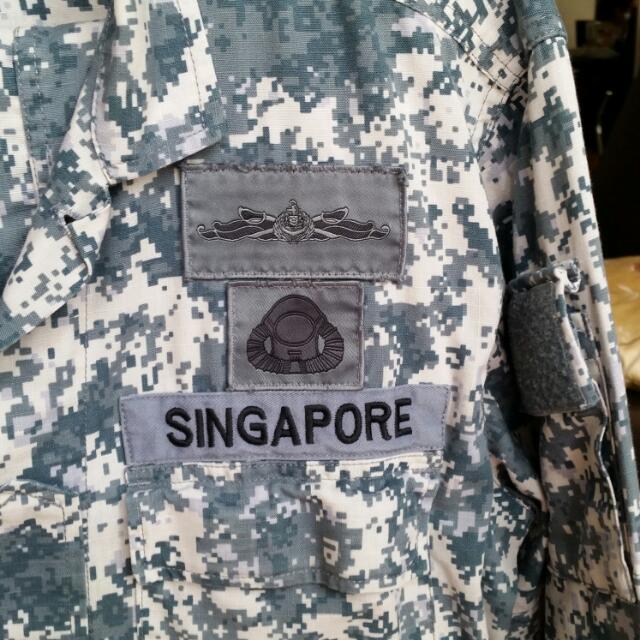 Singapore Navy No. 4 Pixelated Uniform, Men's Fashion, Tops & Sets ...