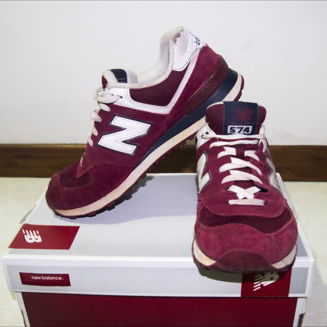 New Balance 574 Maroon, Men's Fashion, Footwear, Dress Shoes on Carousell