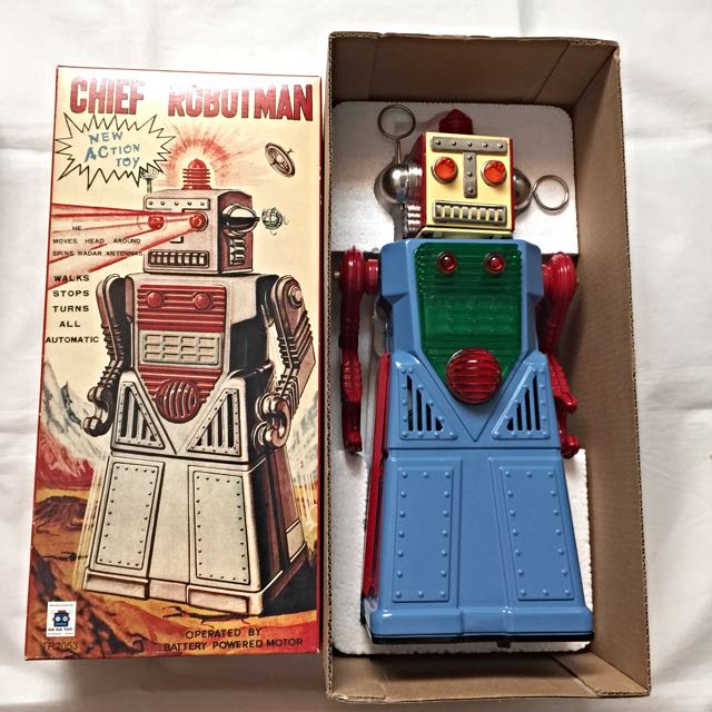Chef Robotman Tin Toy Battery Operated By Famous HAHA TIN TOY MAKER ...