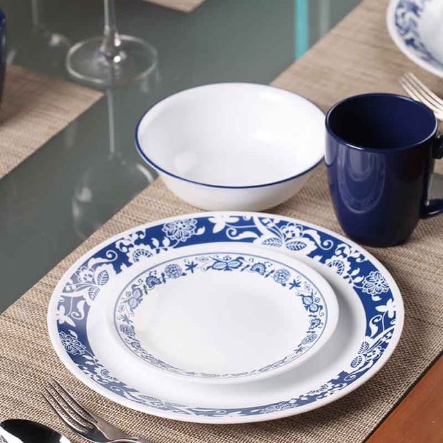 Corelle Livingware 16-Piece Dinnerware Set, True Blue, Service for 4 ...