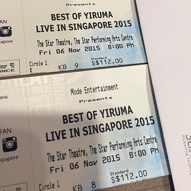 1 Pair Yiruma In Singapore, Cat 3, Middle Section SOLD, Everything Else on Carousell