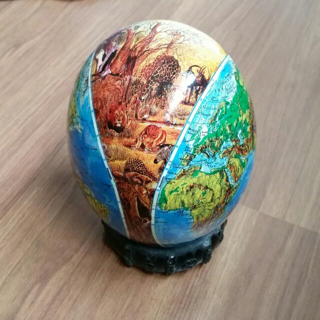 Impressive Hand Drawn World Map Art Craft On Ostrich Egg(Made In South ...