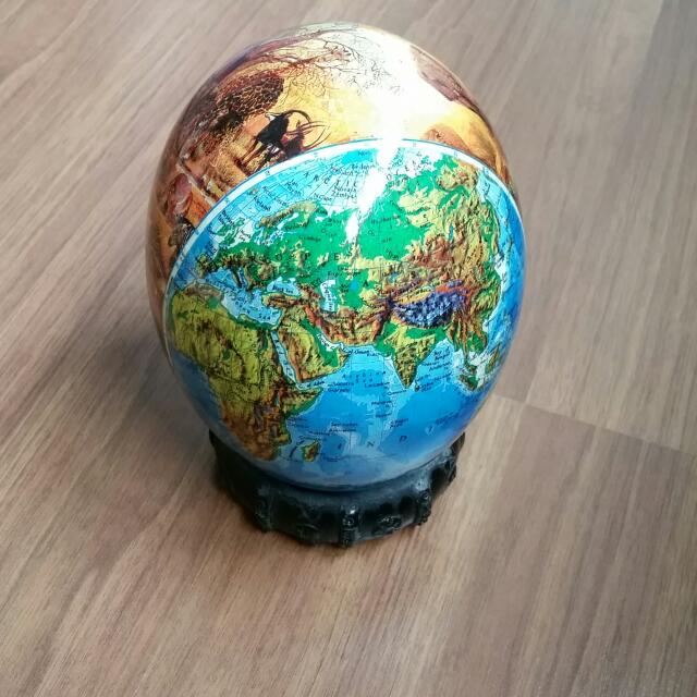 Impressive Hand Drawn World Map Art Craft On Ostrich Egg(Made In South ...