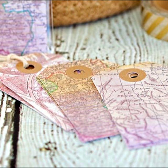 Set of 12 Vintage Map Tags, Gift Tags, Hobbies & Toys, Stationery ...