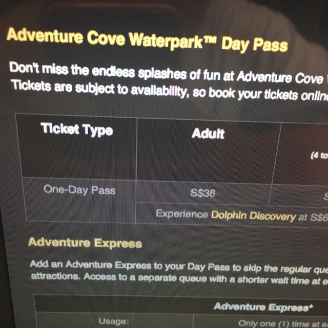 Adventure Cove Waterpark Tickets, Tickets & Vouchers, Local Attractions ...
