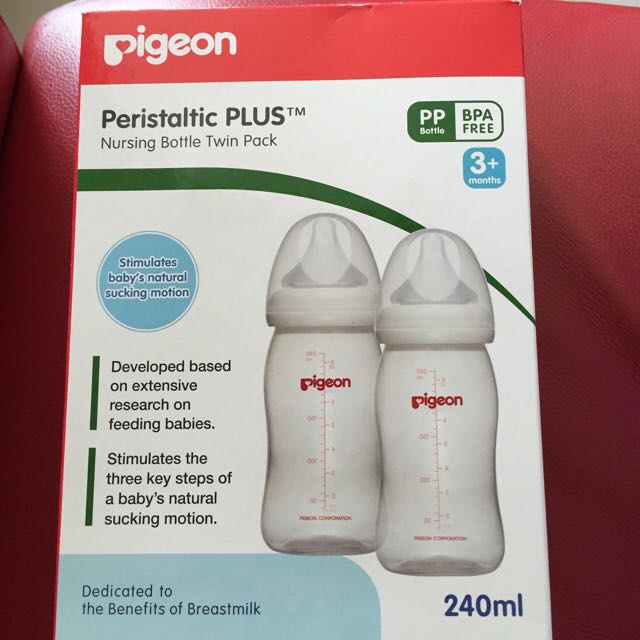 Brand New Pigeon Peristaltic Nursing Bottles Twin Pack For 3M+ 240ml), Babies & Kids, Nursing ...