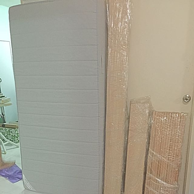 IKEA Sultan Hörninge Spring Mattress & Slatted Bed Base, Furniture ...