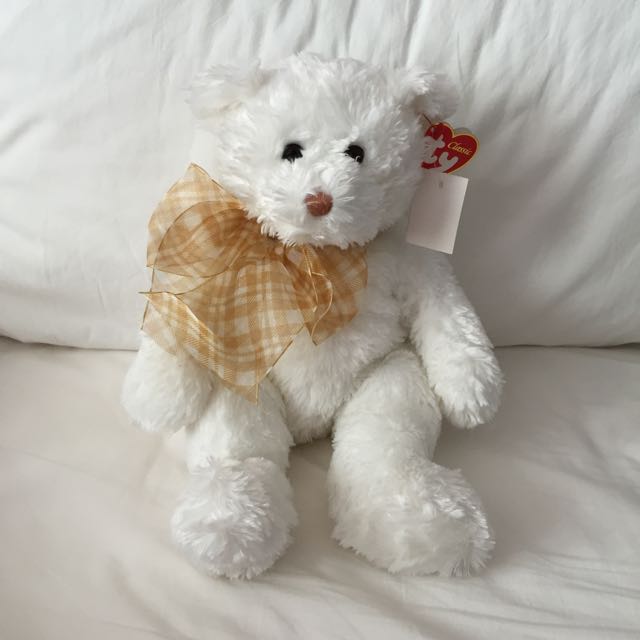 TY white soft toy bear, Hobbies & Toys, Toys & Games on Carousell