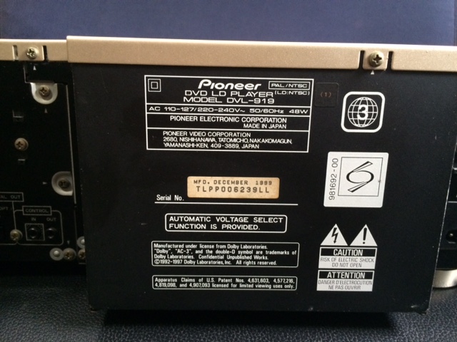 pioneer dvl-919 DVD Players - Combo DVD/ LD/CD player, Hobbies & Toys ...